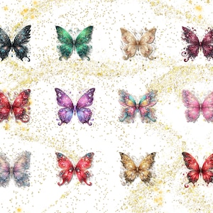 51 Watercolor Butterflies Clipart Bundle, Glitter Butterflies, Floral ...