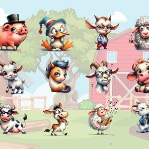 70 Cute & Funny Farm Animals Clipart Bundle, Cute Baby Farm Animals Png ...