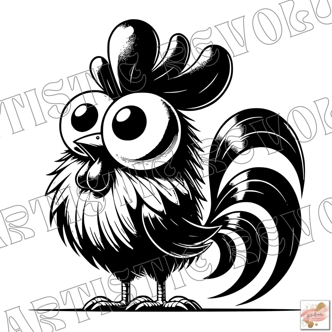 Funny Crazy Chicken Svg & Png, Rooster Clipart, Chicken Vector Image ...