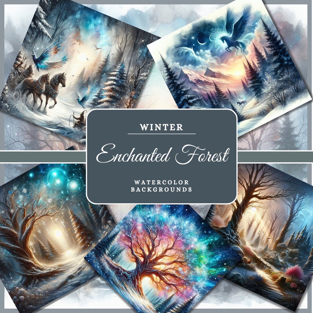 47 Enchanted Winter Forest Downloadable Digital Papers, Printable ...