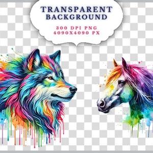 54 Watercolor Rainbow Animals Clipart Bundle, Colorful Animals Clipart ...