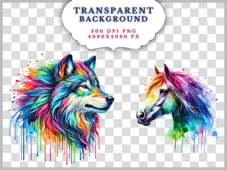 54 Watercolor Rainbow Animals Clipart Bundle, Colorful Animals Clipart ...