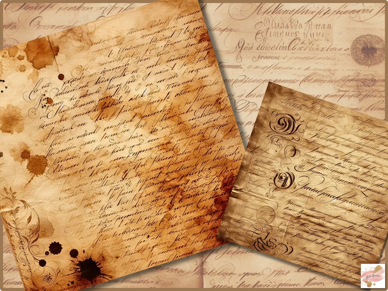 Old Handwriting Junk Journal Pages, Old Handwritten Letters Vintage Old ...