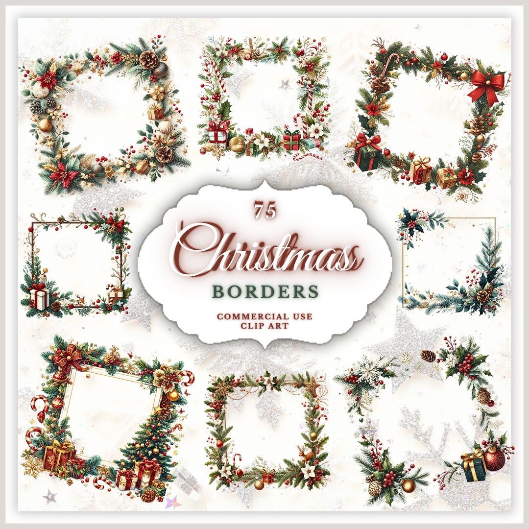 Watercolor Christmas Border Clipart Winter Floral Frame PNG Watercolor ...