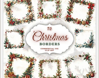 Watercolor Christmas Border Clipart Winter Floral Frame PNG Watercolor ...