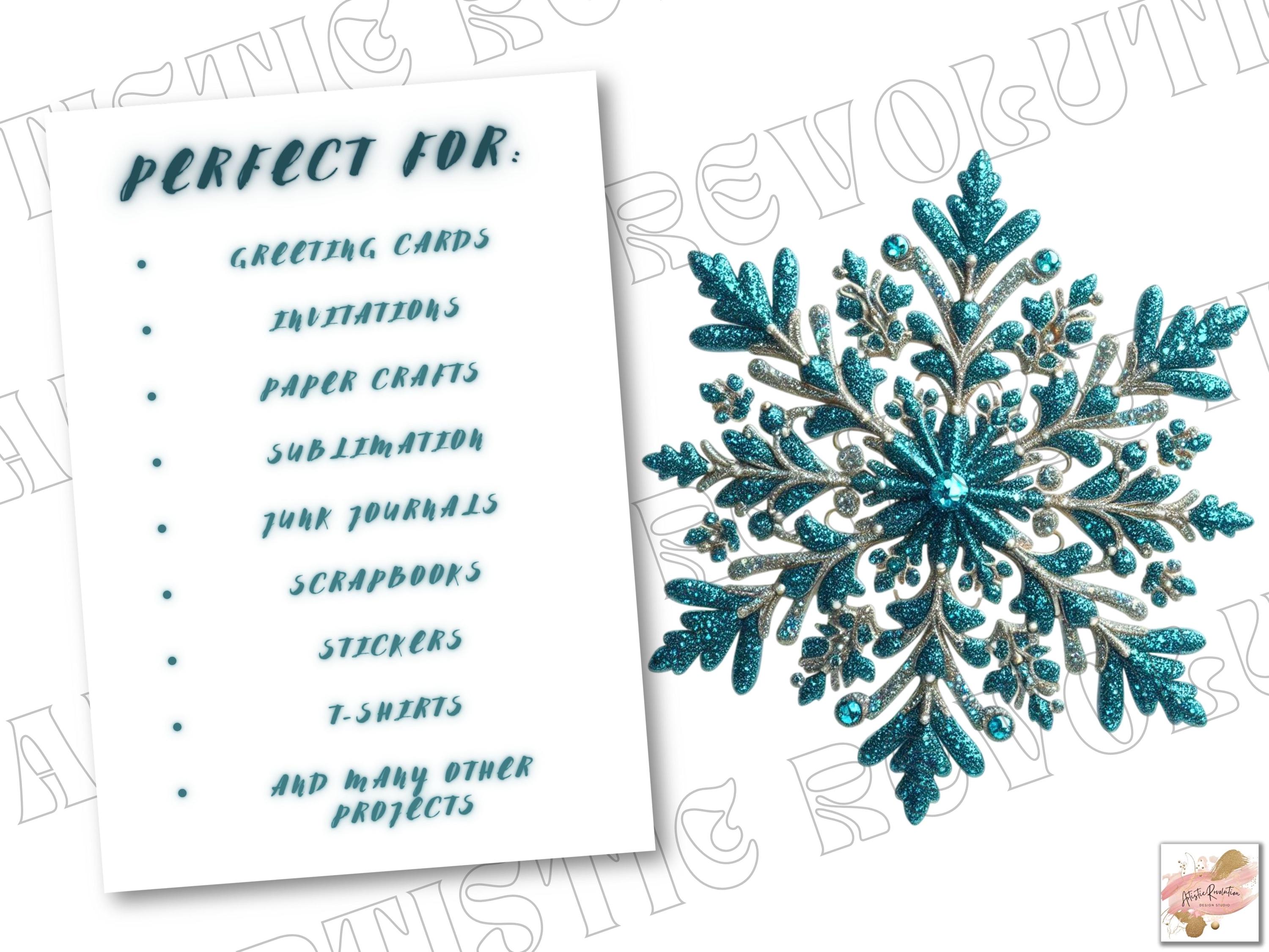 Watercolor Glitter Snowflakes Clipart Bundle, Christmas Snowflake Png ...