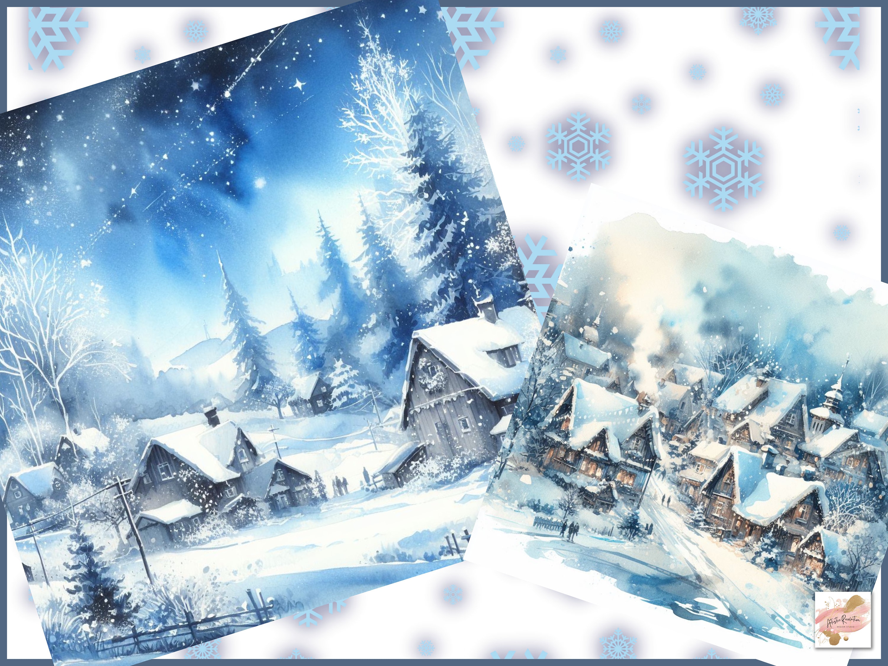 Winter Scene Backgrounds Watercolor Winter Festive Landscapes Christmas ...