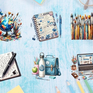 Back to School PNG Bundle, Watercolor Back to School Clipart Bundle ...