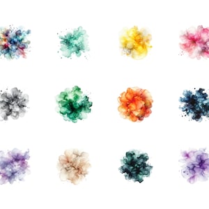 64 Alcohol Ink Splashes Clipart Bundle, Watercolor Splash Png ...