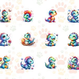 Cute Watercolor Dinosaurs Clipart Bundle, Baby Dinosaurs Clipart, Cute ...
