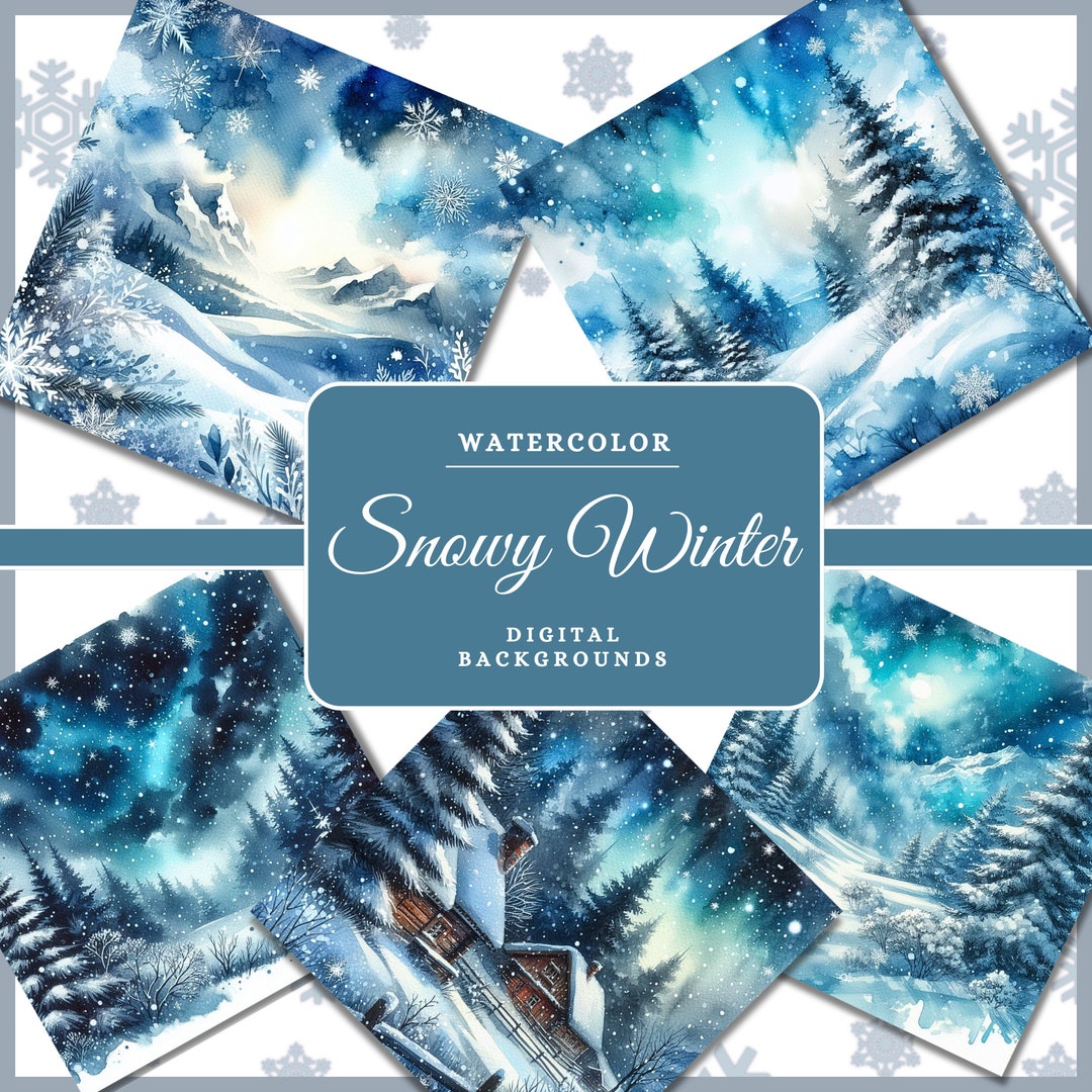 60 Snowy Digital Papers Snowy Winter Scenes Backgrounds, Winter Snowing ...