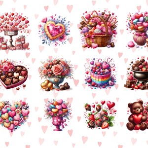 50 Valentines Day Clipart Bundle Watercolor Sweets Clipart PNG ...