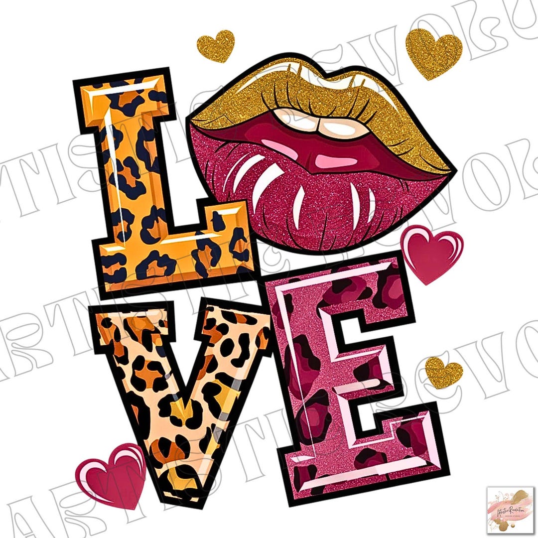 Leopard Valentine Png, Glitter Valentine Heart Png, Love Valentines Png ...
