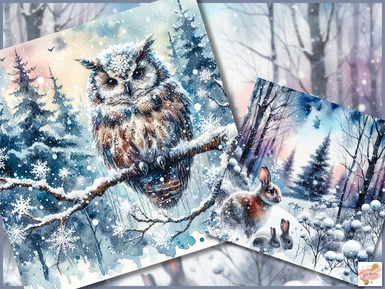 50 Winter Junk Journal Papers, Winter Junk Journal Kit, Winter Forest ...