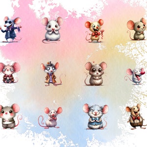 58 Funny Mouse Clipart Png Bundle, Cute Mouses, Watercolor Mouse ...