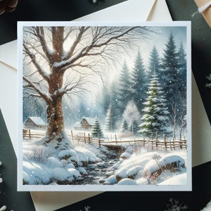 Winter Scene Backgrounds Watercolor Winter Woodland Landscapes Winter ...