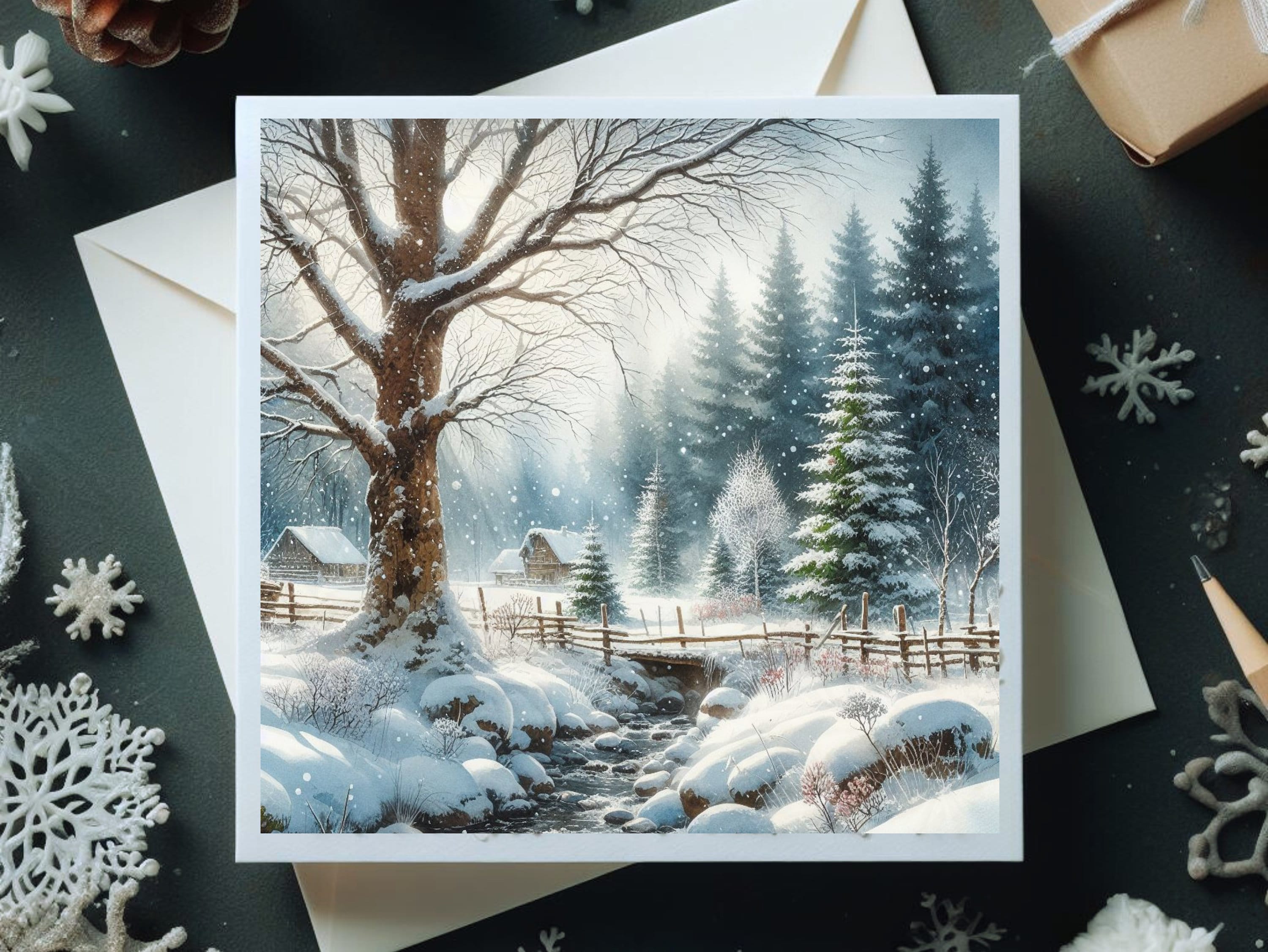Winter Scene Backgrounds Watercolor Winter Woodland Landscapes Winter ...