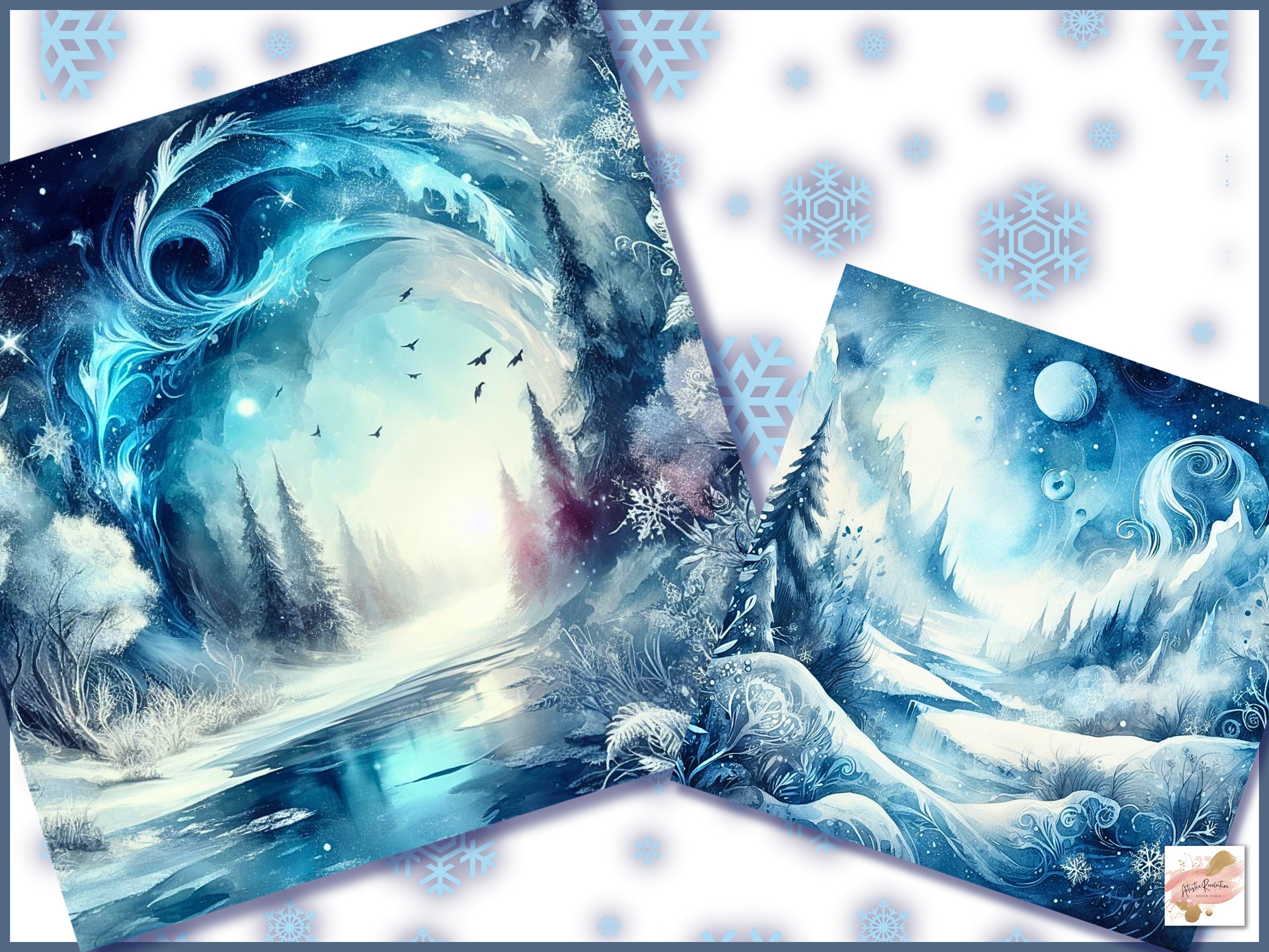 Winter Scene Backgrounds Watercolor Winter Festive Landscapes Christmas ...