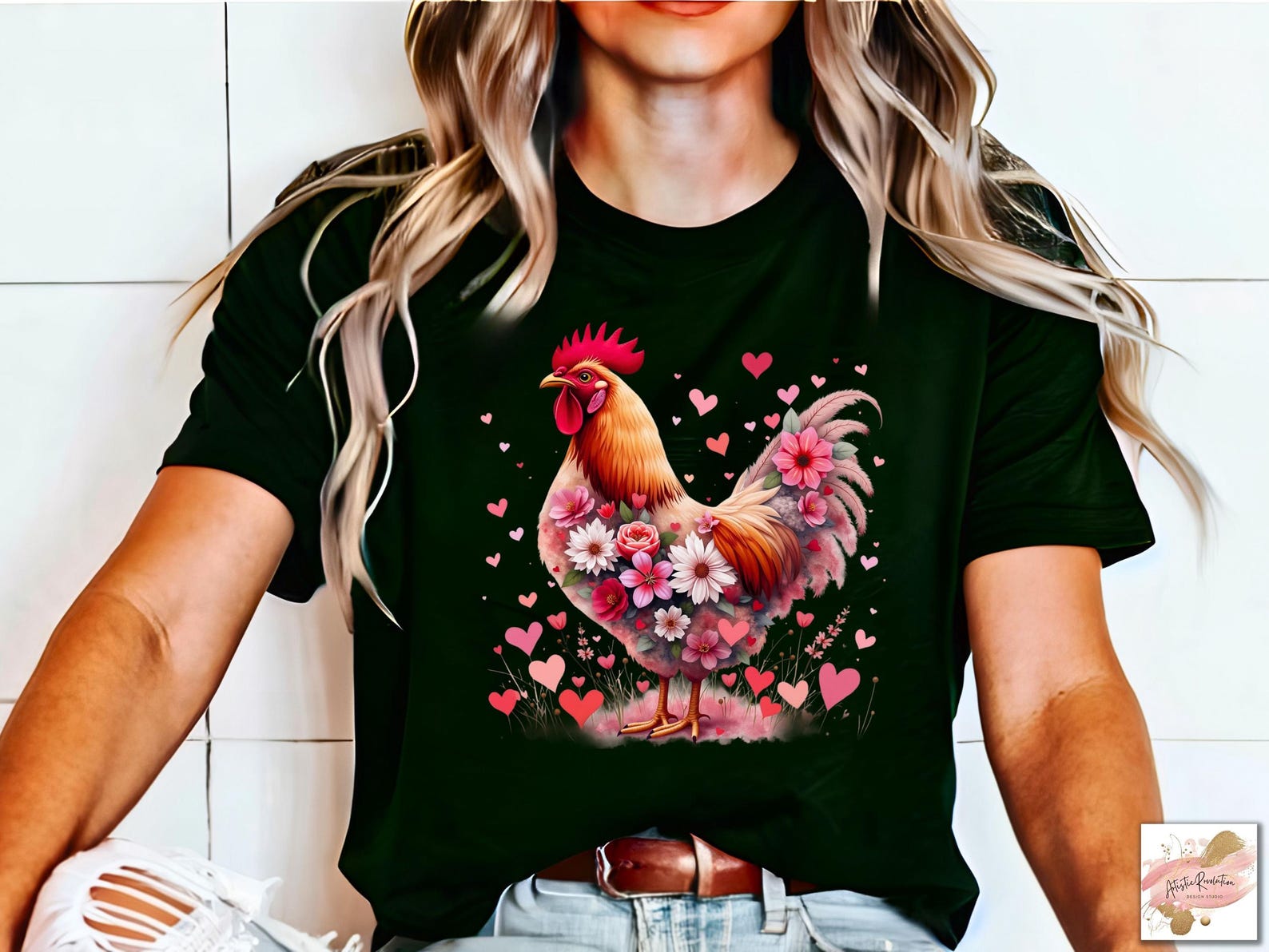 Floral Chicken Valentine Png, Valentine Chicken Png, Valentine Png ...