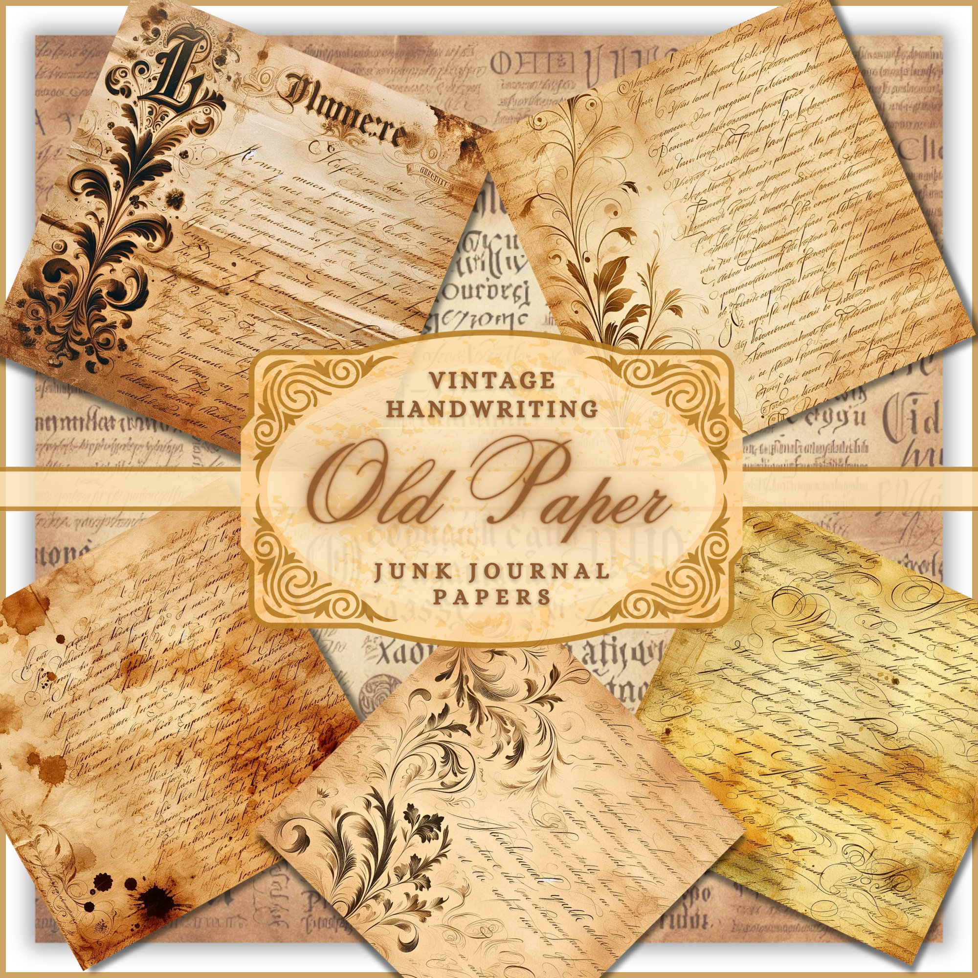 Old Handwriting Junk Journal Pages, Old Handwritten Letters Vintage Old ...