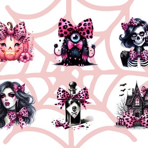 Watercolor Pink Halloween Clipart Bundle Pink Coquette Halloween ...