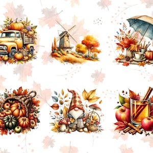 Watercolor Fall Clipart Bundle, Cozy Fall Png Bundle, Fall Sublimation ...
