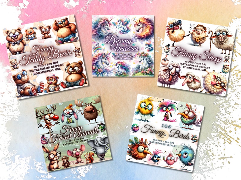 3000 Watercolor Cute Animals Clipart MEGA BUNDLE, Baby Animals Clipart ...