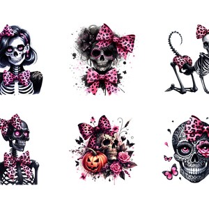 Watercolor Halloween Skeleton Clipart Bundle Cute Skeleton Png Spooky ...
