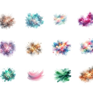 142 Dreamy Watercolor Splashes Clipart Bundle, Watercolor Splash Png ...