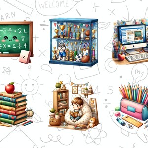 Watercolor Back to School PNG Bundle, Back to School Clipart Bundle ...