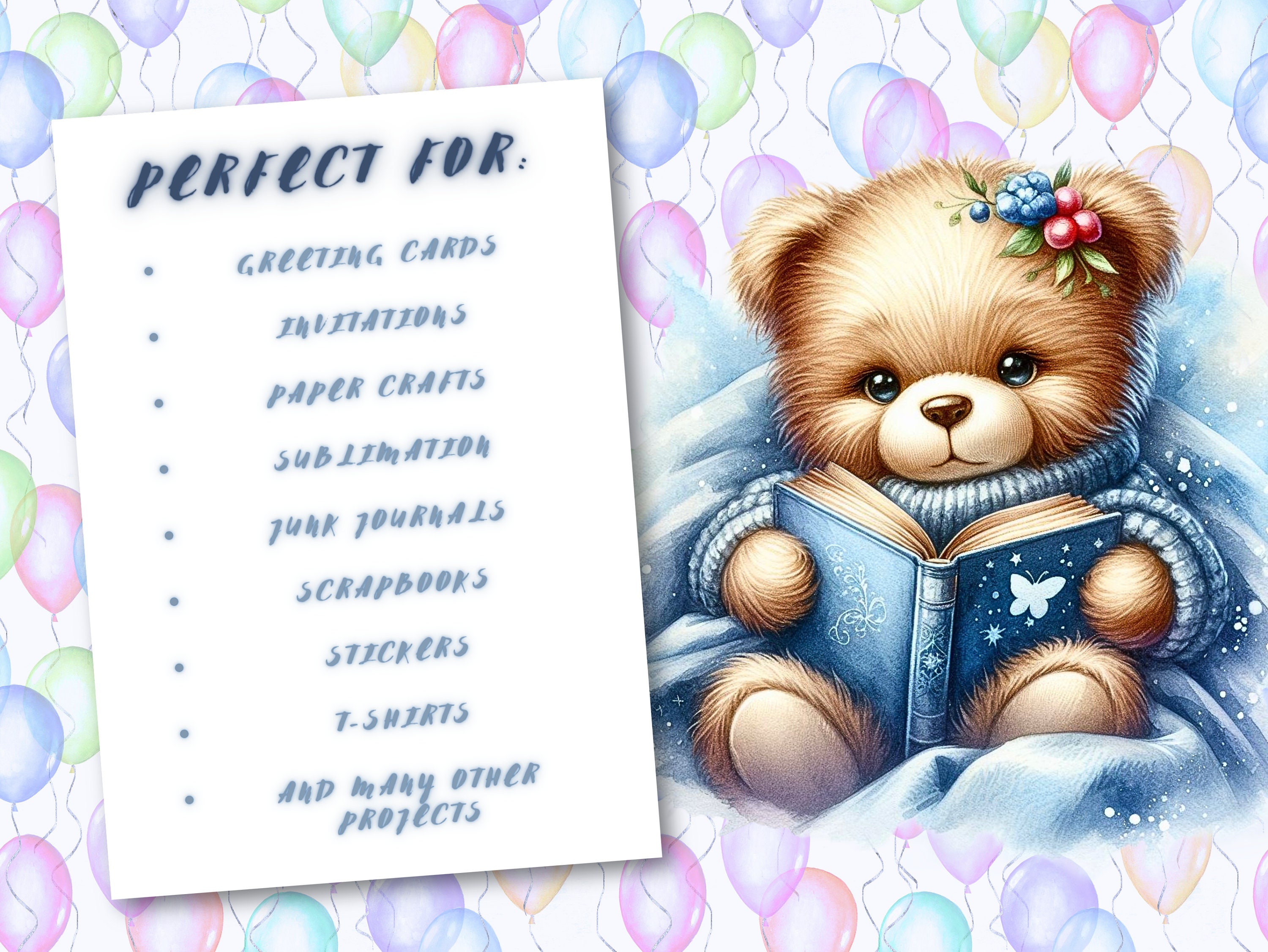 66 Cute Watercolor Teddy Bear Clipart Bundle, Sleeping Teddy Bears ...
