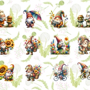 115 Watercolor Spring Garden Gnomes Clipart Bundle, Cute Gnomes Png ...