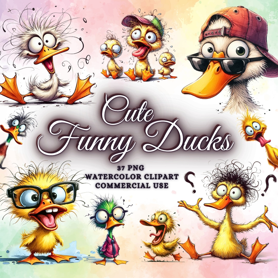 37 Cute Funny Duck Clipart Bundle, Funny Cute Bird Png Bundle ...
