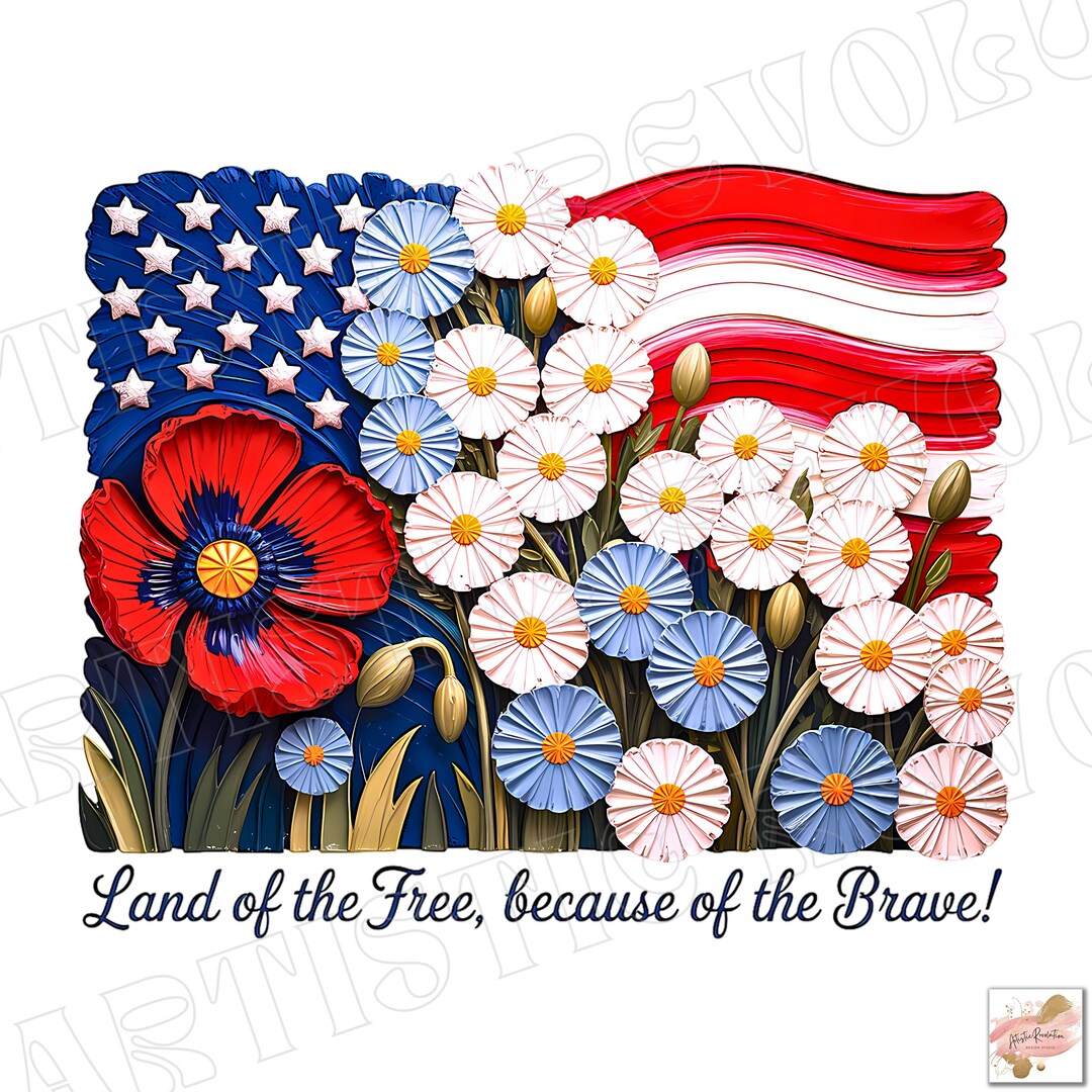 American Flag Png, 4th of July Png, Memorial Png, Floral America USA ...
