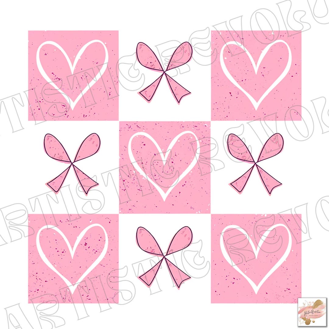 Retro Checkered Heart Coquette PNG, Pink Valentine's Day Coquette Png ...