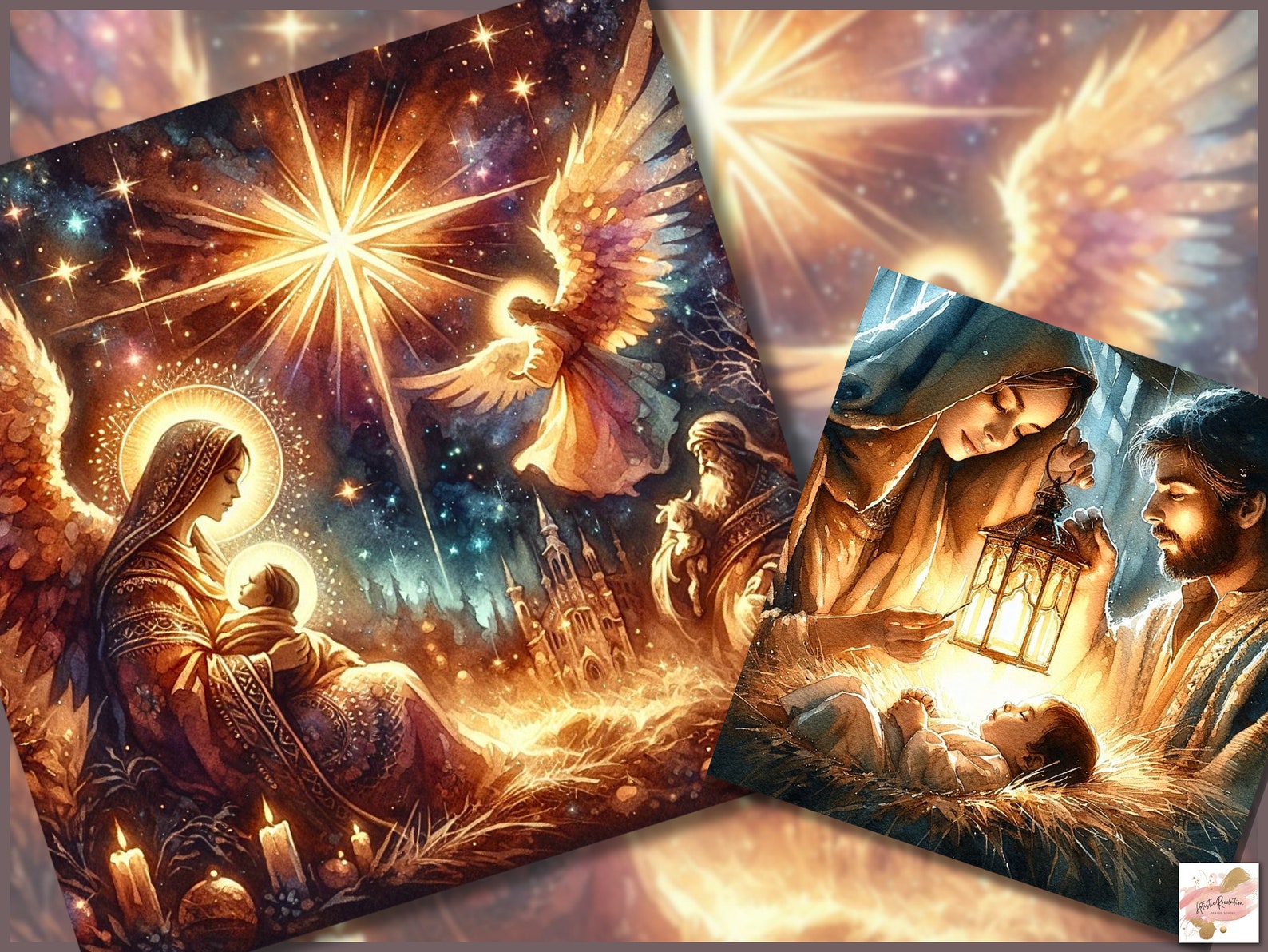 Watercolor Nativity Scene Clipart Backgrounds, Christmas Nativity Scene ...