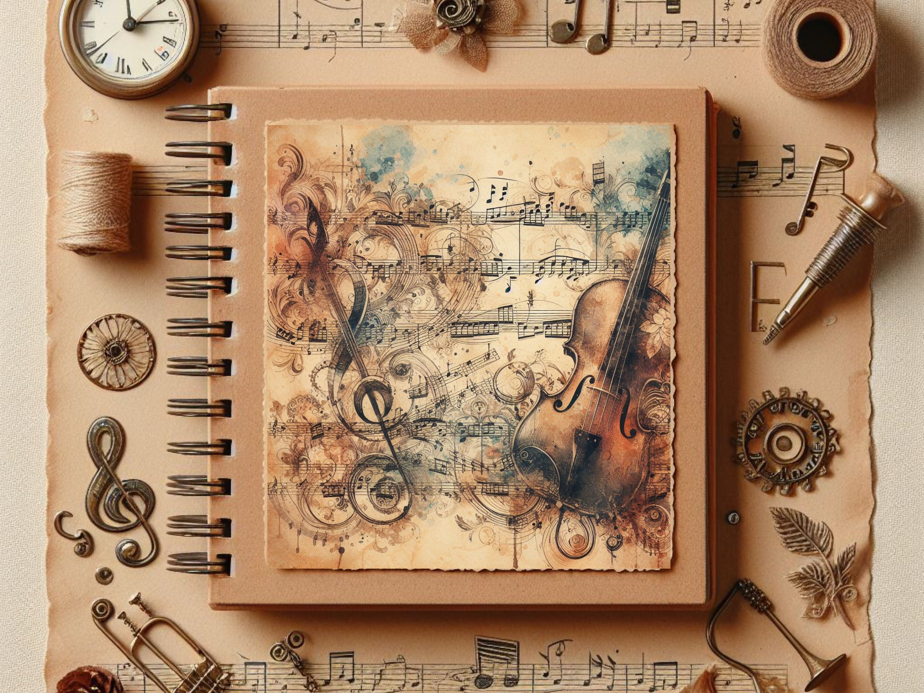 Vintage Music Sheet Junk Journal Paper, Old Music Papers Vintage ...