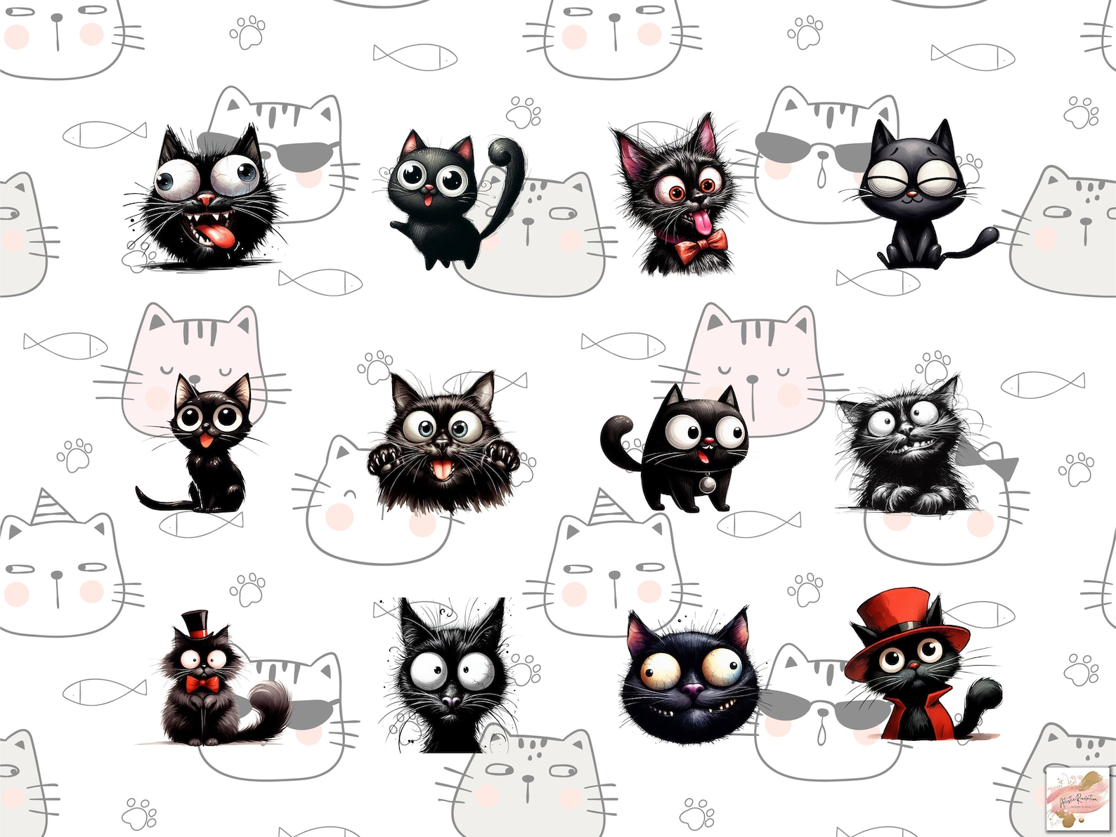 61 Funny Black Cats Clipart Bundle, Cute Black Cat Png Bundle ...