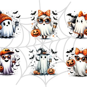 Watercolor Halloween Ghost Clipart Bundle Cute Ghost Png Cute Ghost ...