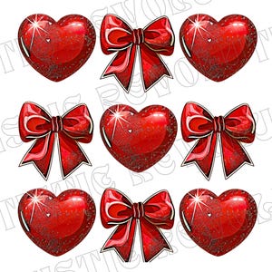 Red Coquette Glitter Valentine Png, Red and Gold Heart Valentines Png ...