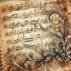 Vintage Music Sheet Junk Journal Paper, Old Music Papers Vintage ...