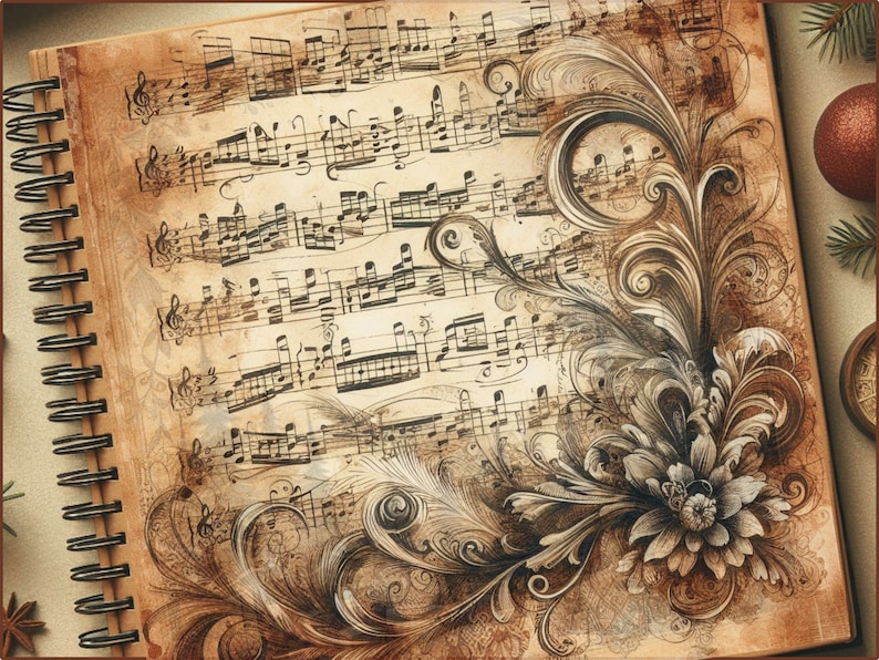 Vintage Music Sheet Junk Journal Paper, Old Music Papers Vintage ...