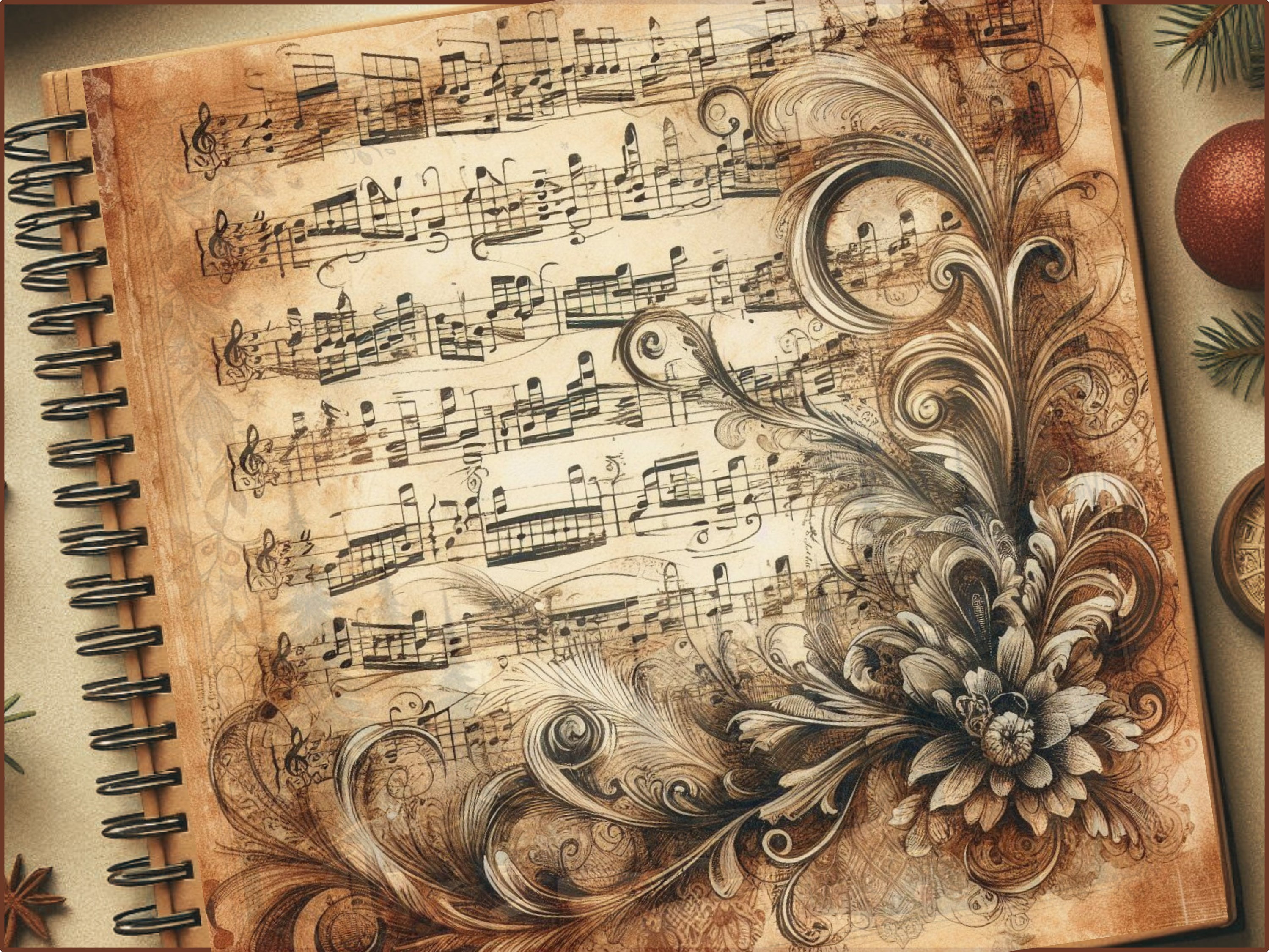 Vintage Music Sheet Junk Journal Paper, Old Music Papers Vintage ...