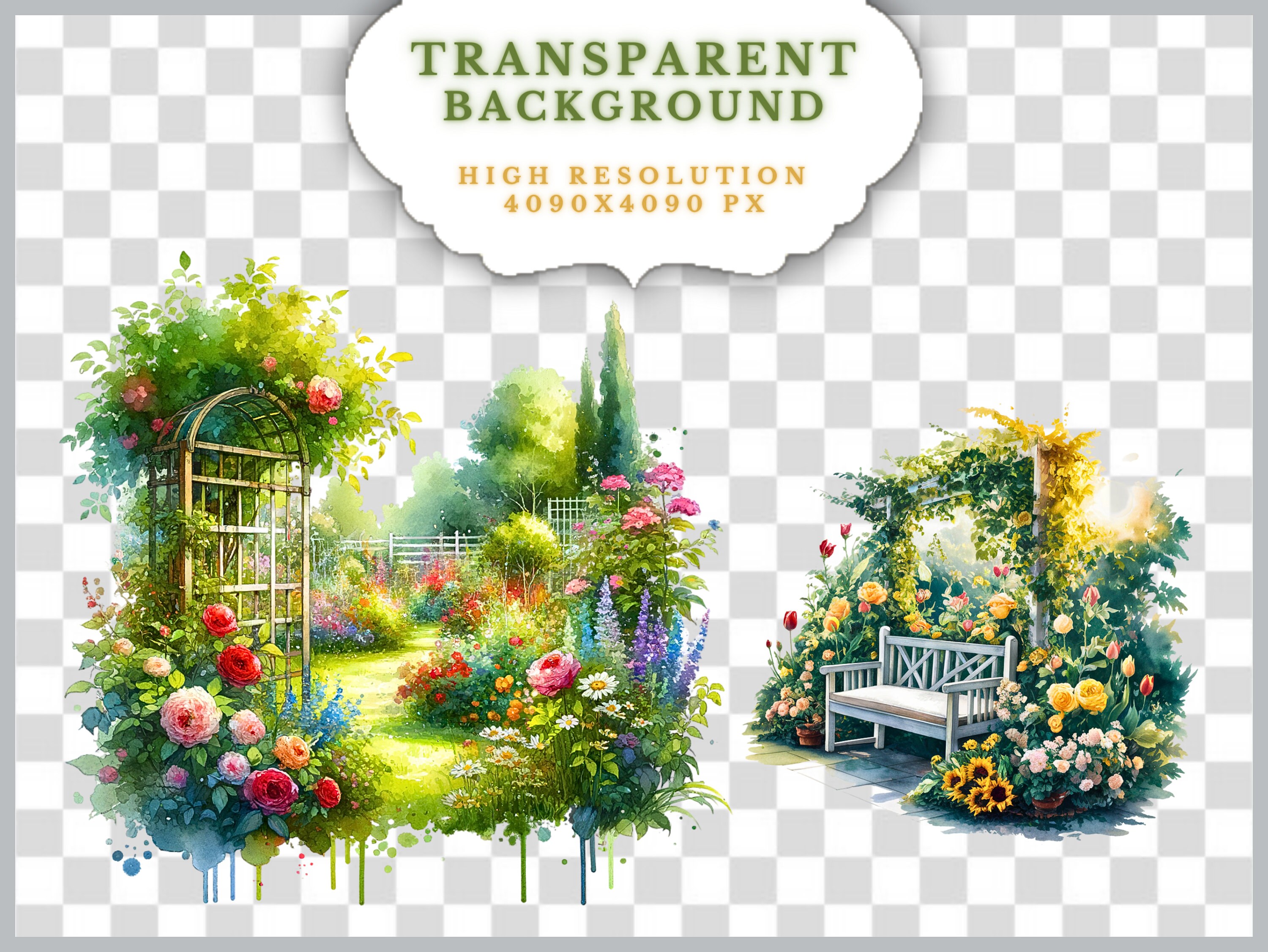 Watercolor Summer Garden Clipart Bundle, Gardening Clipart, Summer ...