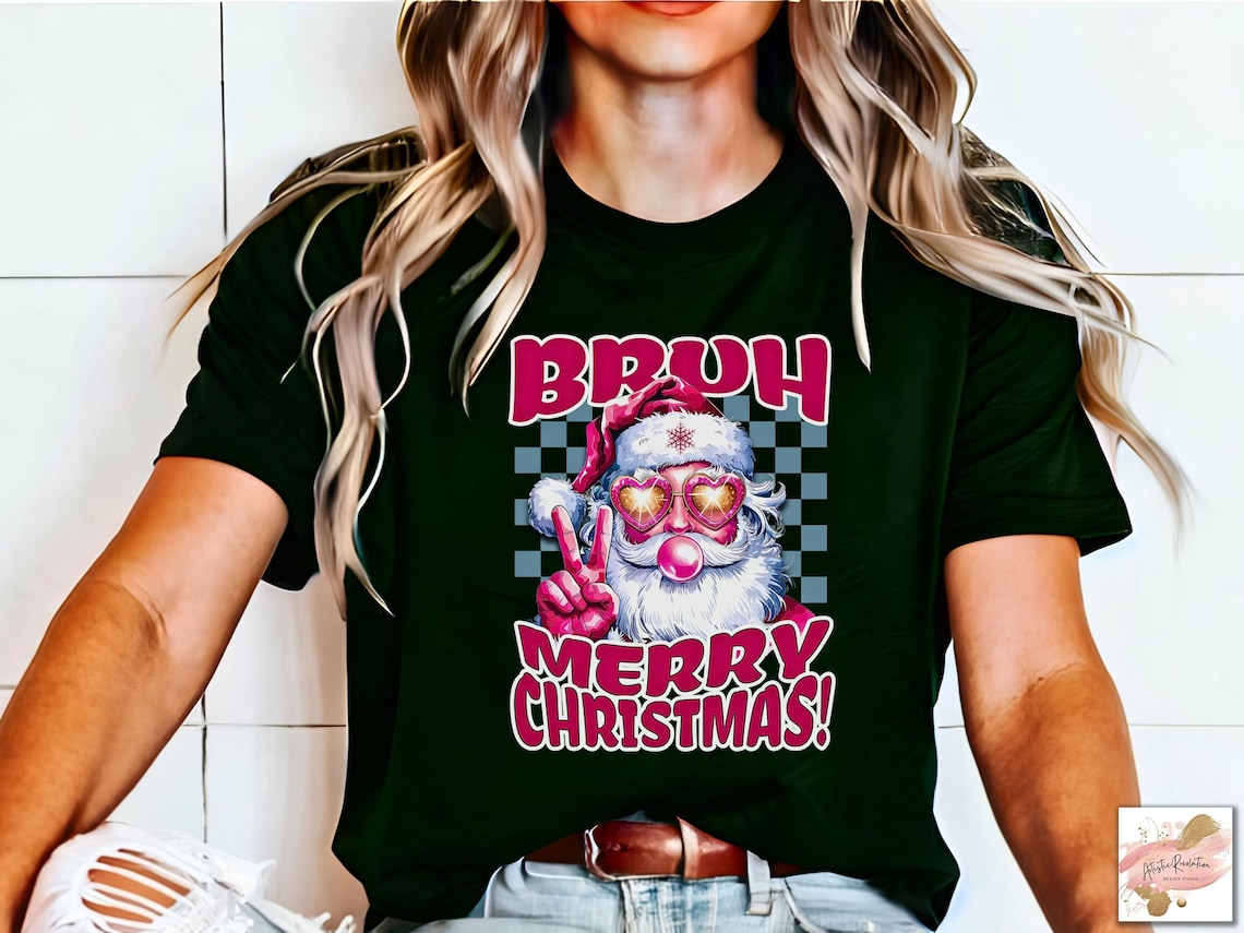 Merry Christmas Bruh Png Funny Santa Bruh Png Checkerboard Retro Boy ...