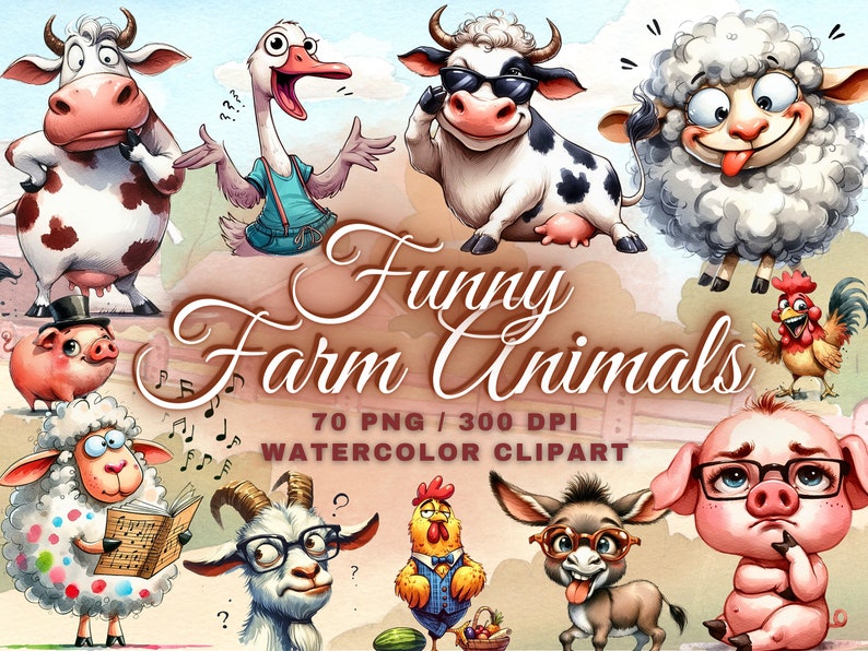 270 Cute Funny Animals Clipart Bundle, Cute Funny Animals Png, Cute ...