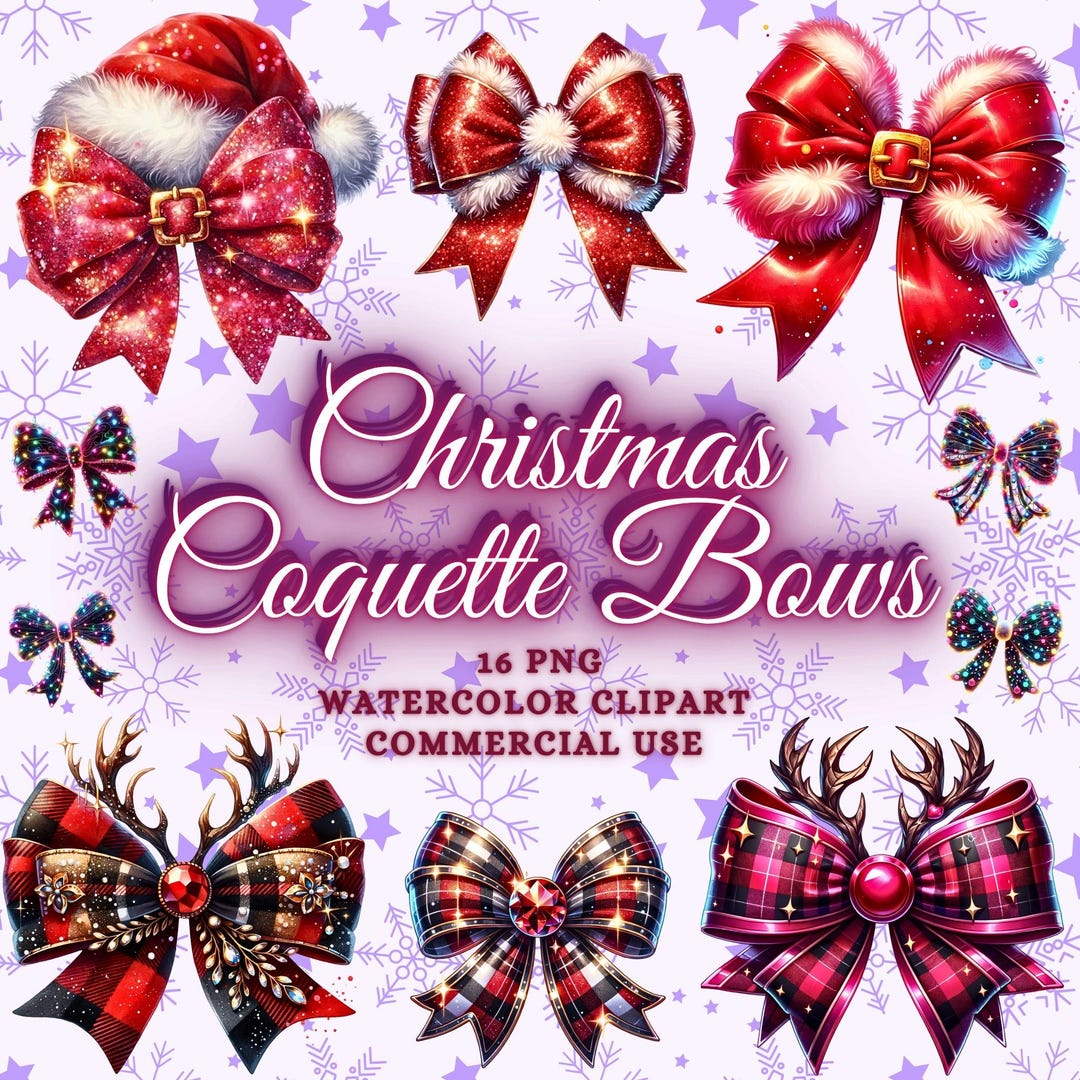 Christmas Light Coquette Bow PNG Bundle, Christmas Lights Png ...