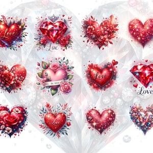 52 Watercolor Valentine Heart Clipart Bundle, Candy Hearts Bundle ...
