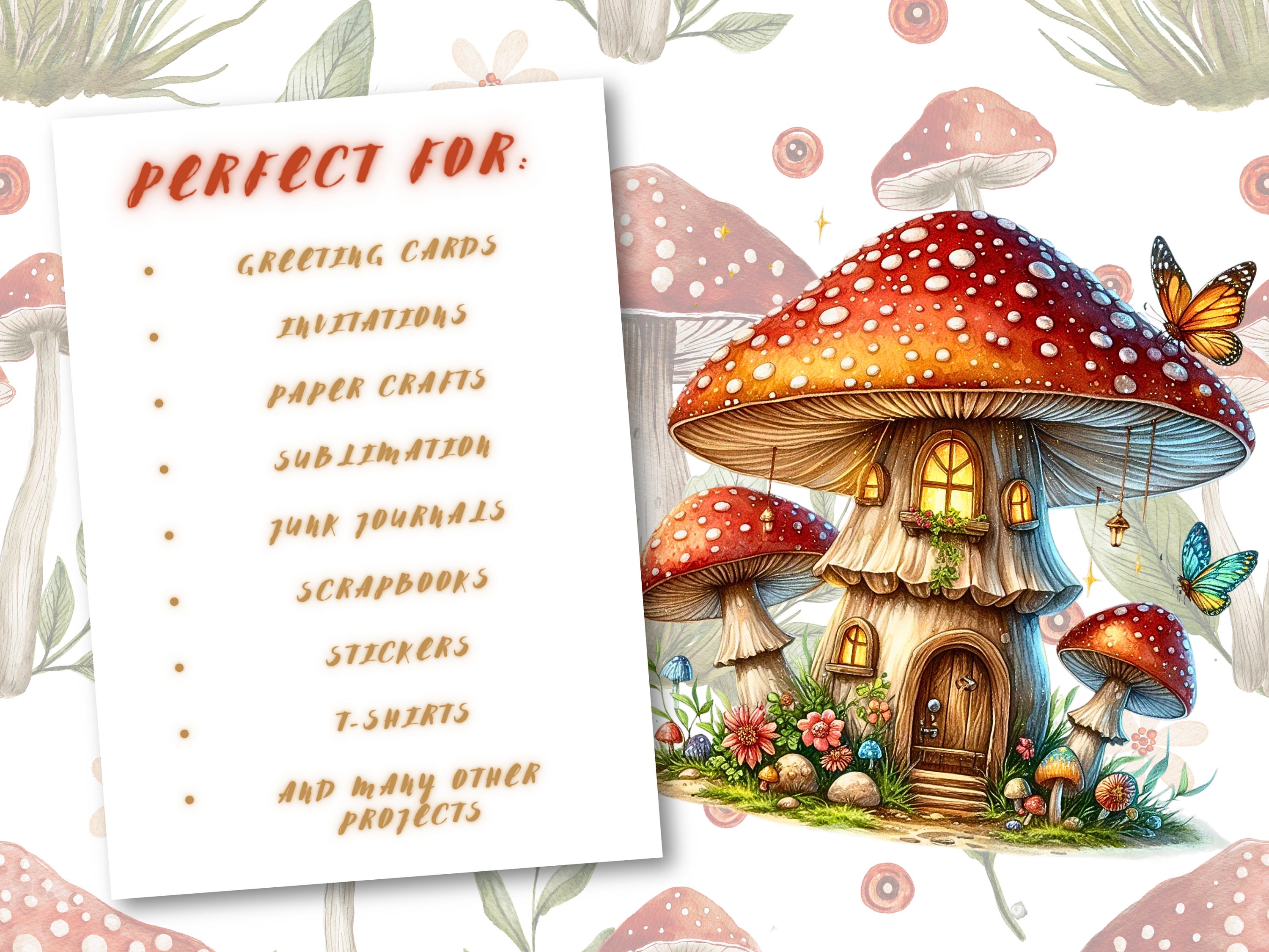 Watercolor Mushrooms Clipart Bundle, Forest Mushrooms Png, Magic ...