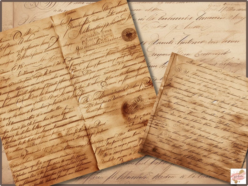 Old Handwriting Junk Journal Pages, Old Handwritten Letters Vintage Old ...